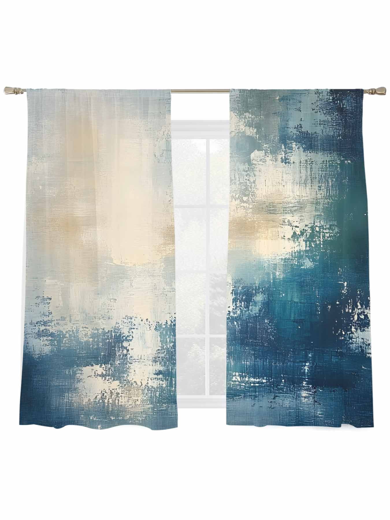 Abstract Oil Painting Theme Sheer Curtains for Living Room Bedroom ...