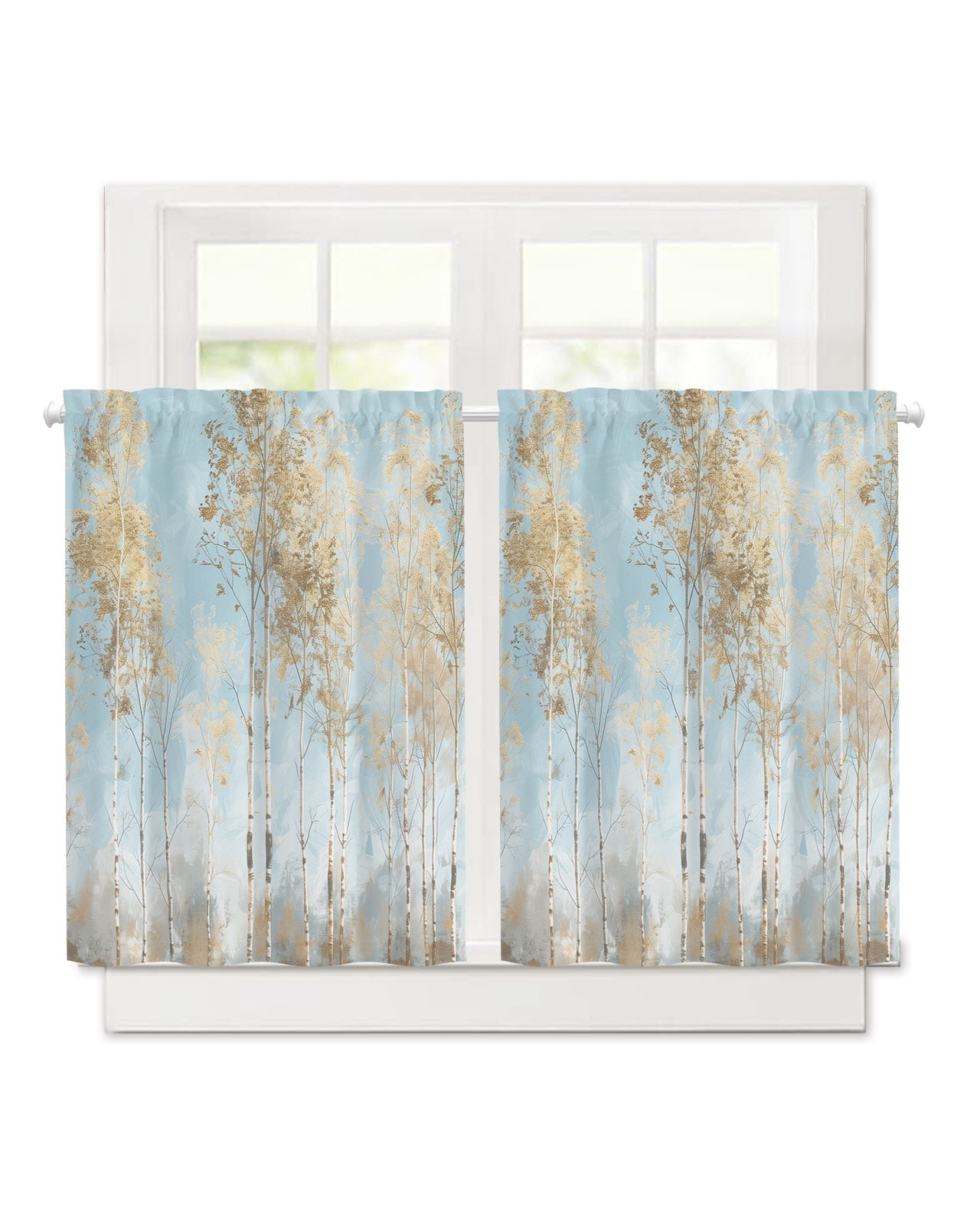 Abstract Oil Painting Tree Forest Short Blackout Curtains 45 Inch Long ...