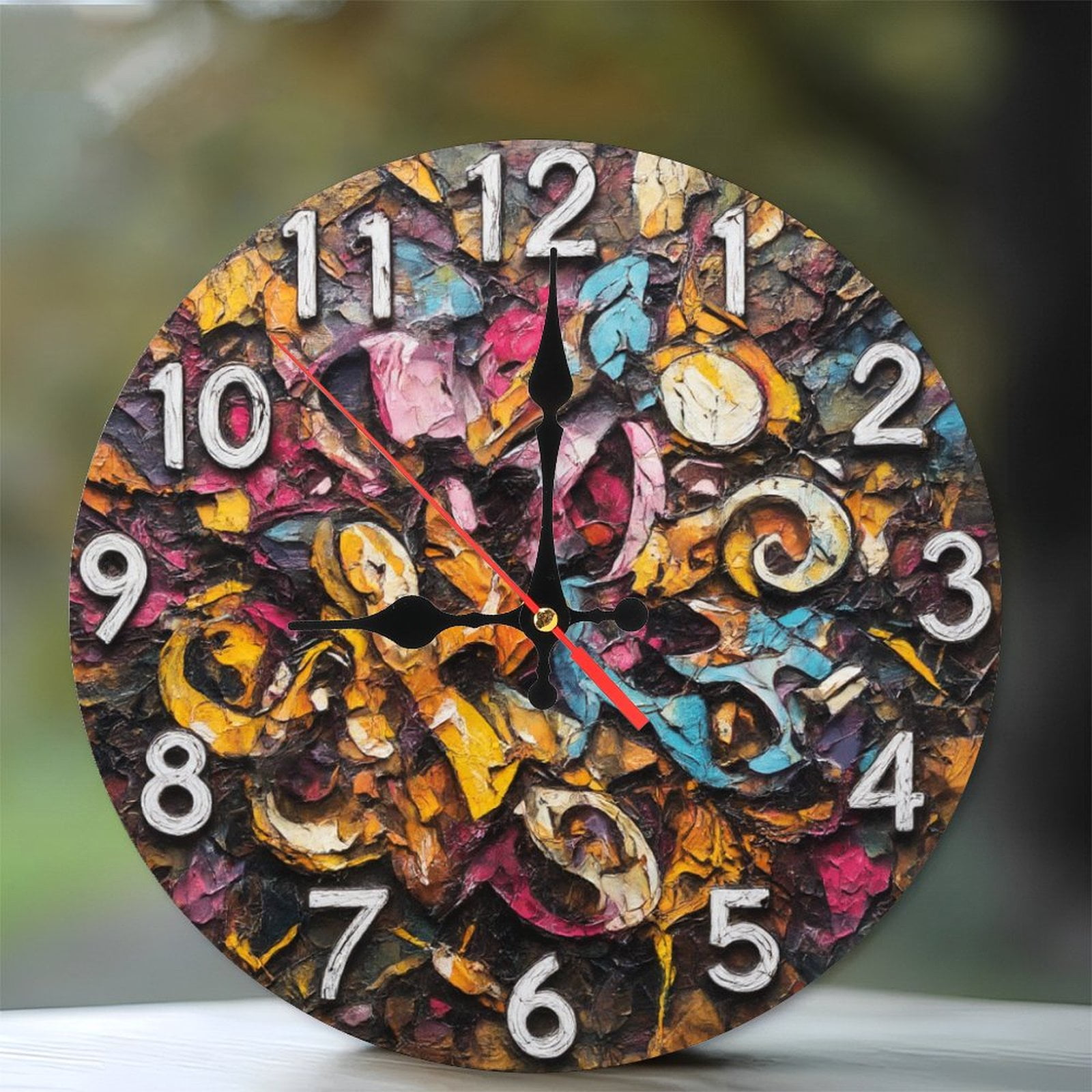 Abstract Oil Painting Wall Clock Colorful Texture Home Decor 10-Inch ...