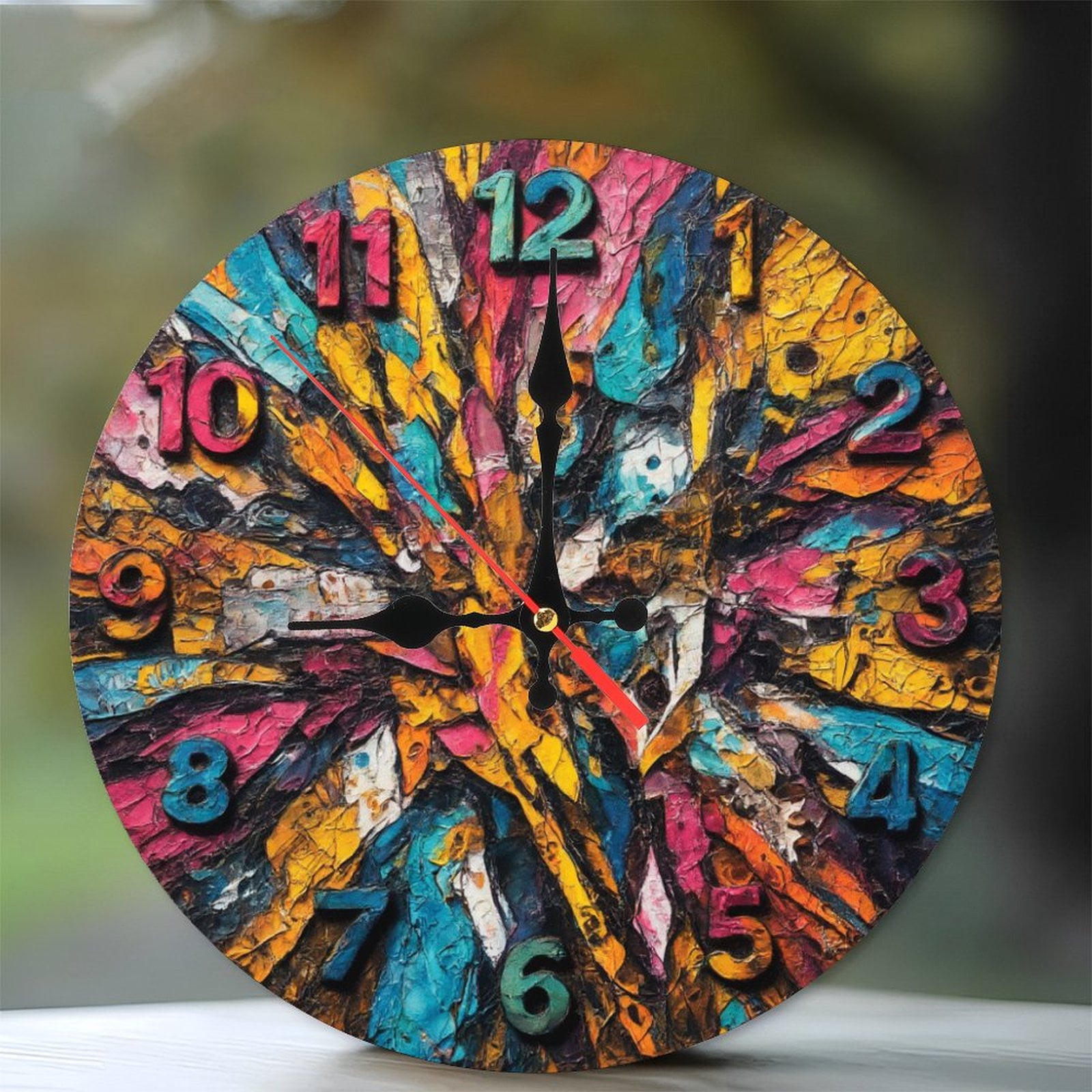 Abstract Oil Painting Wall Clock Modern Home Decor 10-Inch Silent ...