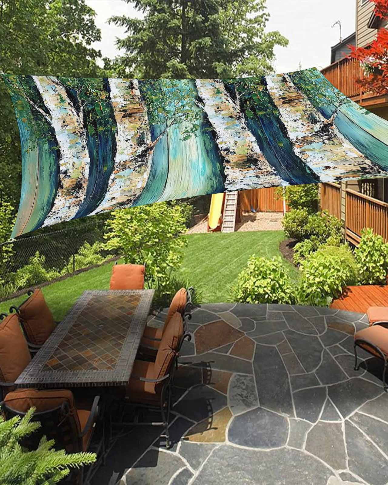 Abstract Oil Sun Shade Sail 6.5'X10' Vintage Painting Trees Green Leaf ...