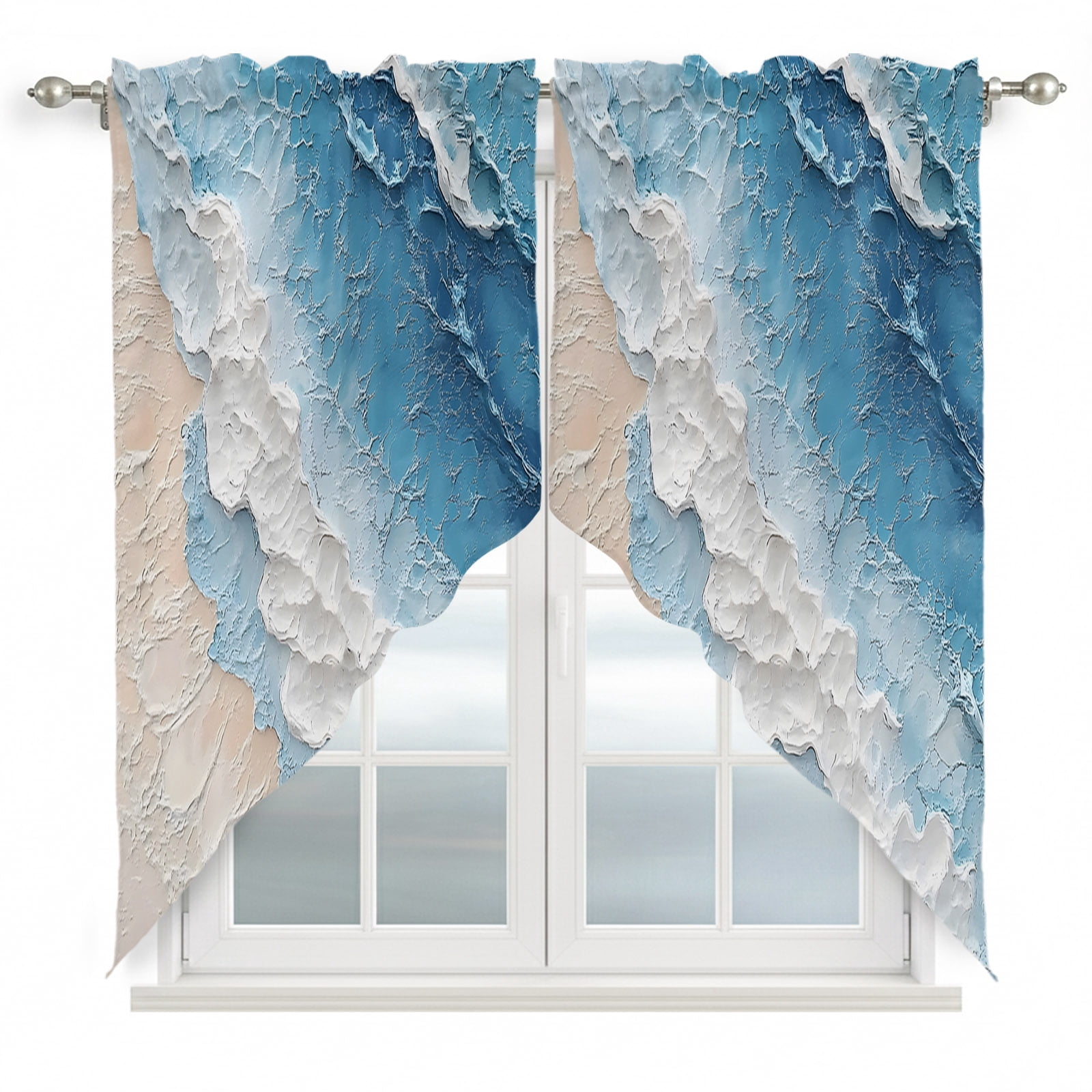 Abstract Oil Swag Curtain Valance for Window 2 Panels Painting Style ...