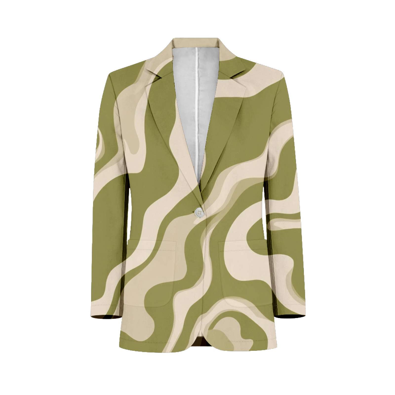Abstract Olive Green Wavy Pattern Men's Suit Blazer Casual Party Wear ...