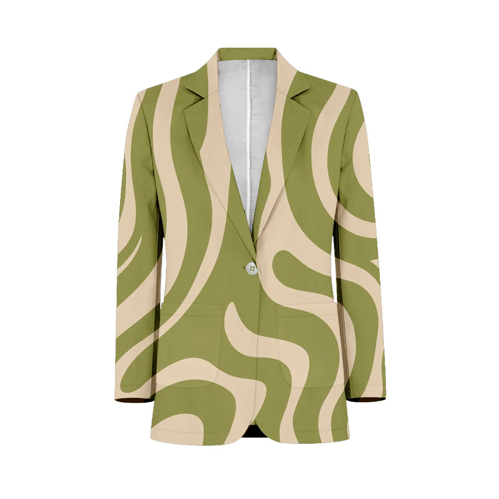 Abstract Olive Green Wavy Pattern Men's Suit Blazer Casual Party Wear ...