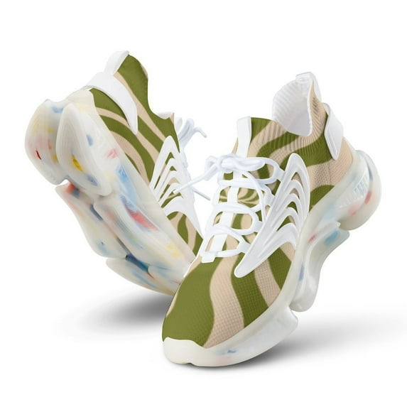Abstract Olive Swirl Design Art Walking Shoes for Men Woman Lightweight ...