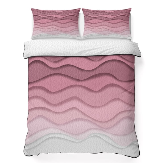 Abstract Ombre Art Pink Gradient 3 Pieces Quilt Set,1 Quilt with 2 ...