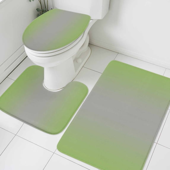 Abstract Ombre Bathroom Rugs Set Emerald Green and Grey Gradient Non ...