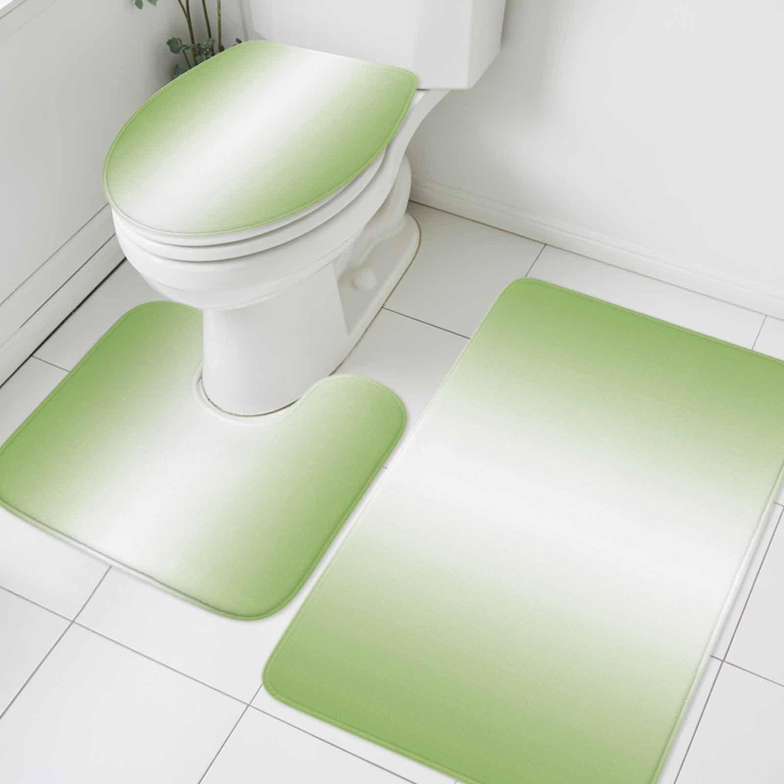 Abstract Ombre Bathroom Rugs Set Emerald Green and White Gradient Non ...