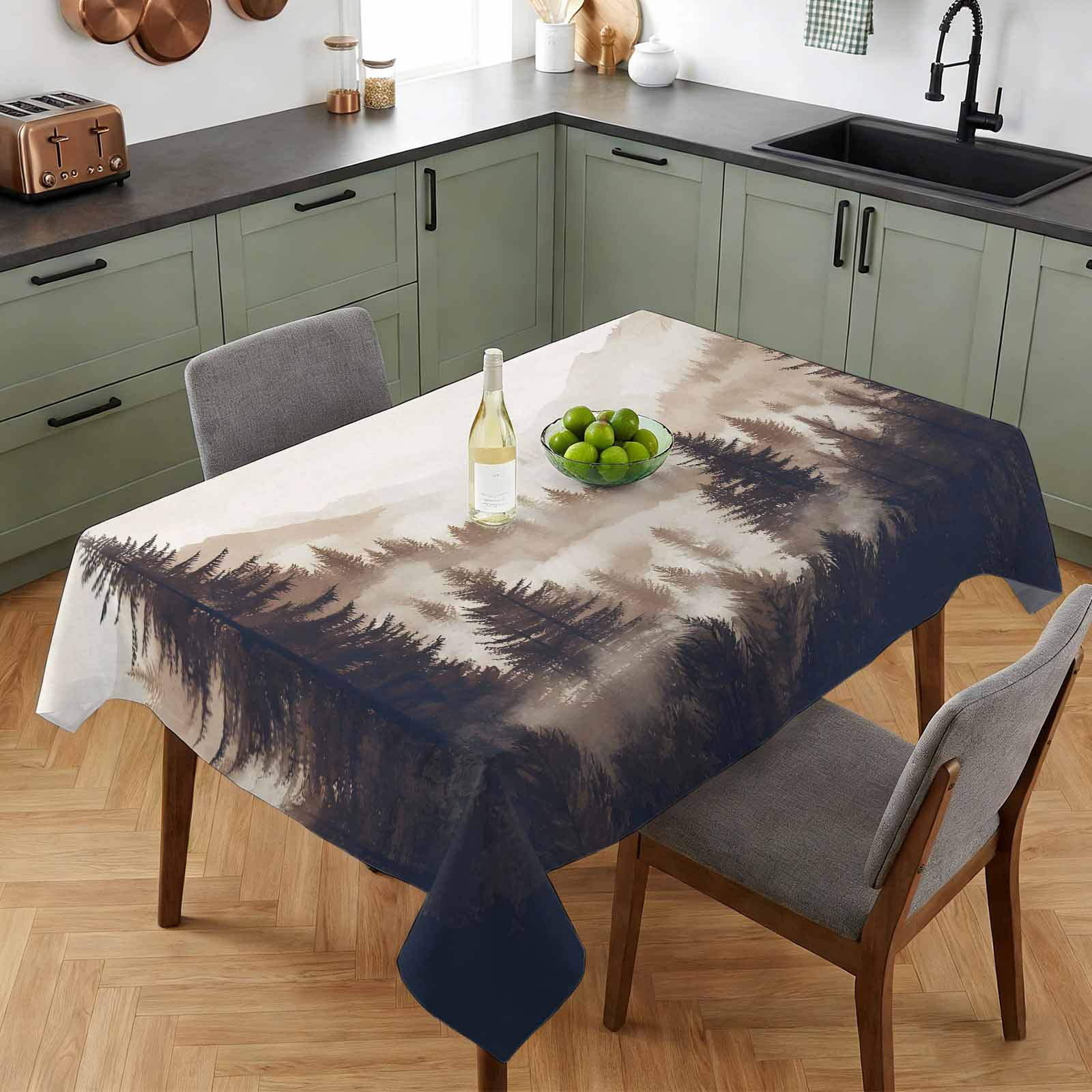 Abstract Ombre Black Forest Table Cloth 52x70in, Waterproof Rectangle ...