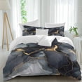 Abstract Ombre Black White Marble 4 Piece Duvet Cover Set Queen Size ...
