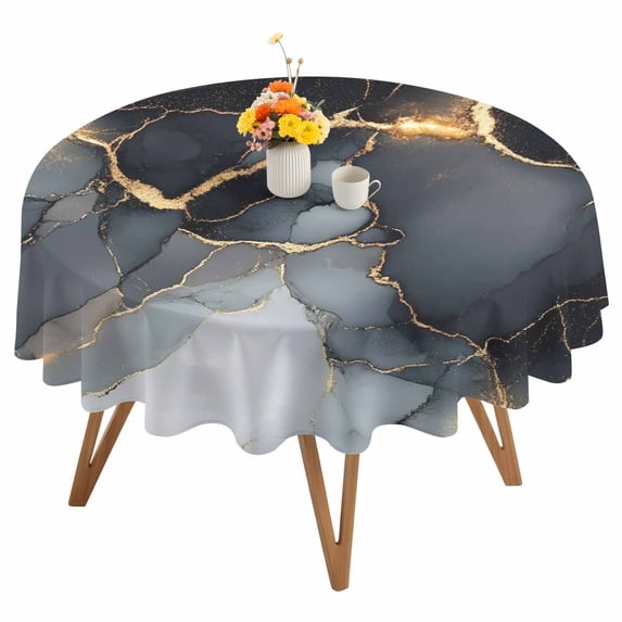 Abstract Ombre Black White Marble Round Tablecloth 54 inches Modern Art ...