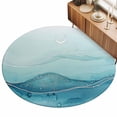 Abstract Ombre Blue Ocean Wave Area Rugs 5' (Round) Sky Moon Modern ...