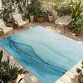 Abstract Ombre Blue Ocean Wave Outdoor Rug, Sky Moon Modern Non-Slip ...
