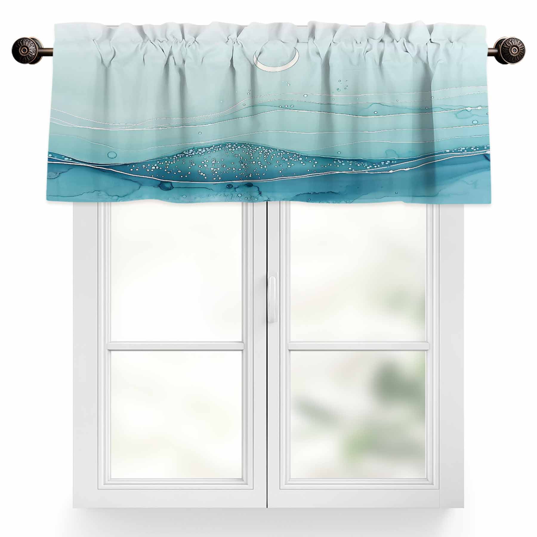Abstract Ombre Blue Ocean Wave Valances for Windows, 42 x 12in, Sky ...