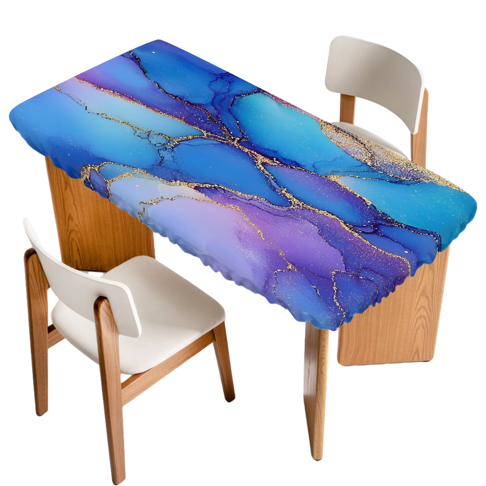 Abstract Ombre Blue Purple Marble Fitted Rectangle Tablecloth 30" x 60 ...