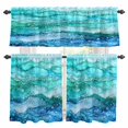 Abstract Ombre Blue Wave Kitchen Curtains Set for Windows, Ocean Modern ...