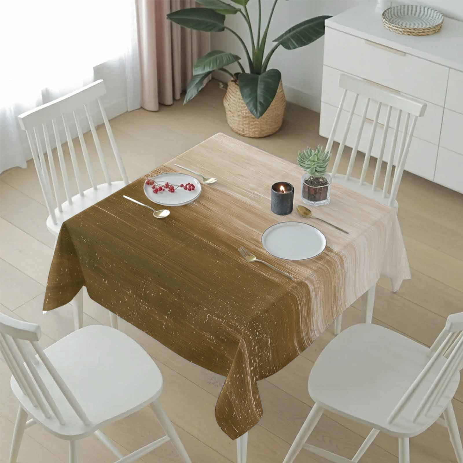 Abstract Ombre Brown White Waves Table Cloth 54x54in, Waterproof Square ...