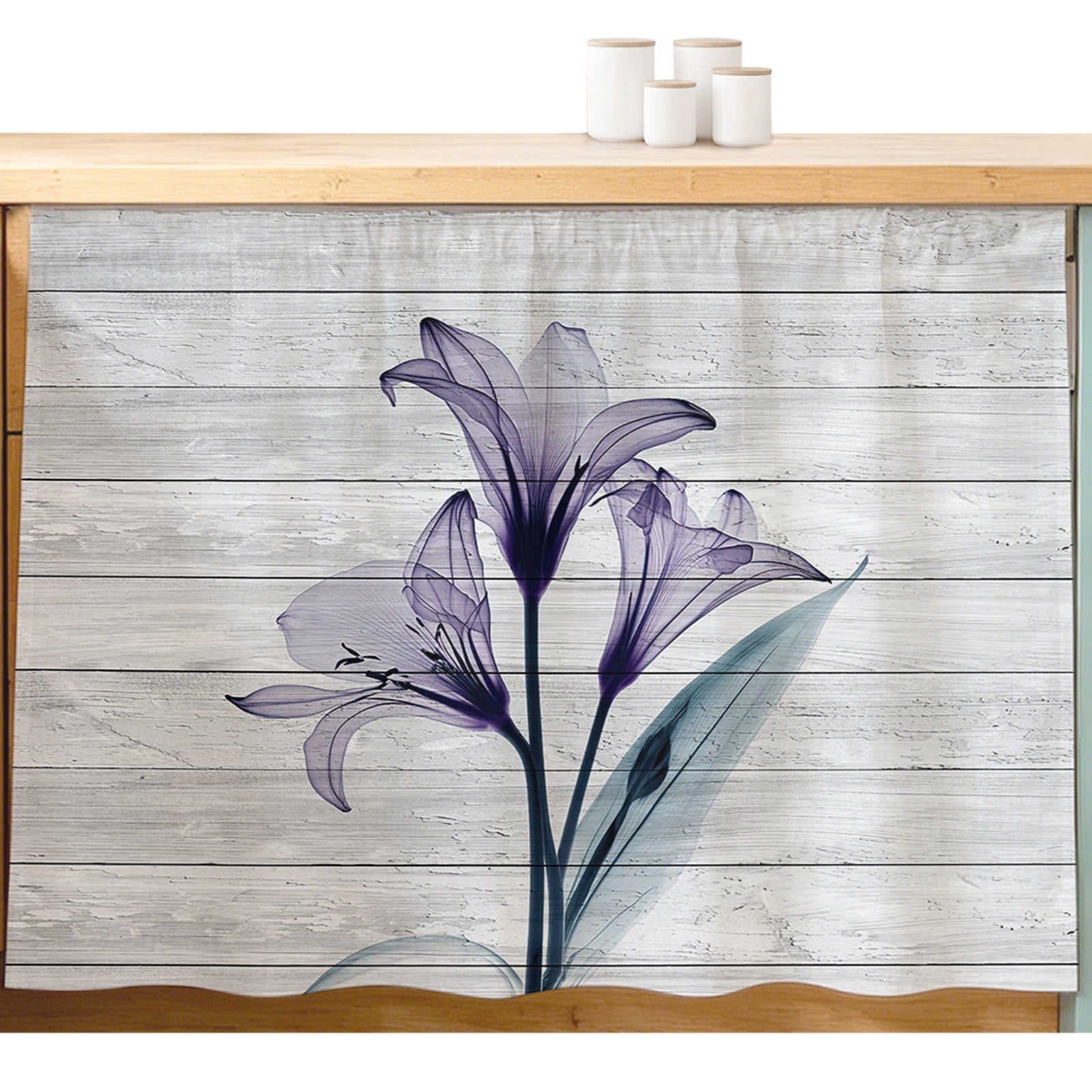 Abstract Ombre Cabinet Curtains Purple Lily Wood Grain Sink Skirt ...
