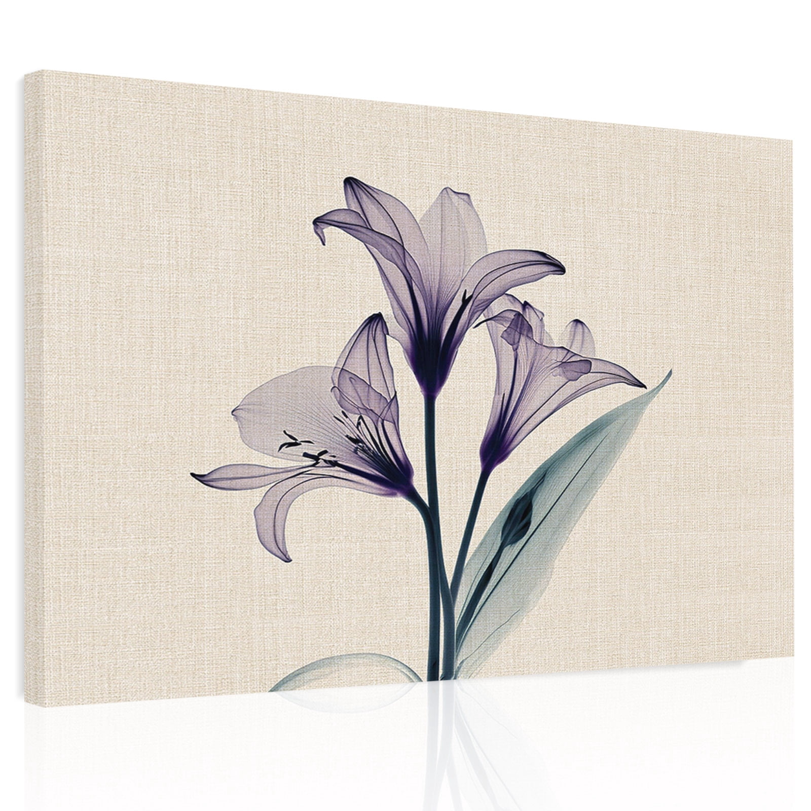Abstract Ombre Canvas Print Wall Art, Purple Lily Beige Texture Wall ...