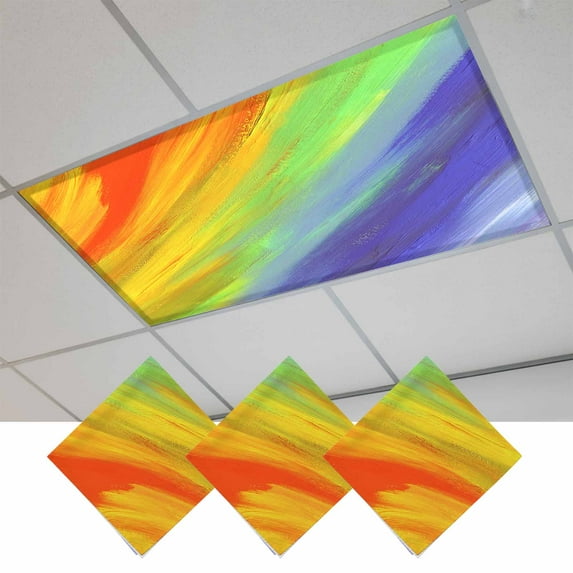Abstract Ombre Colored Fluorescent Light Covers, Rainbow Watercolor ...