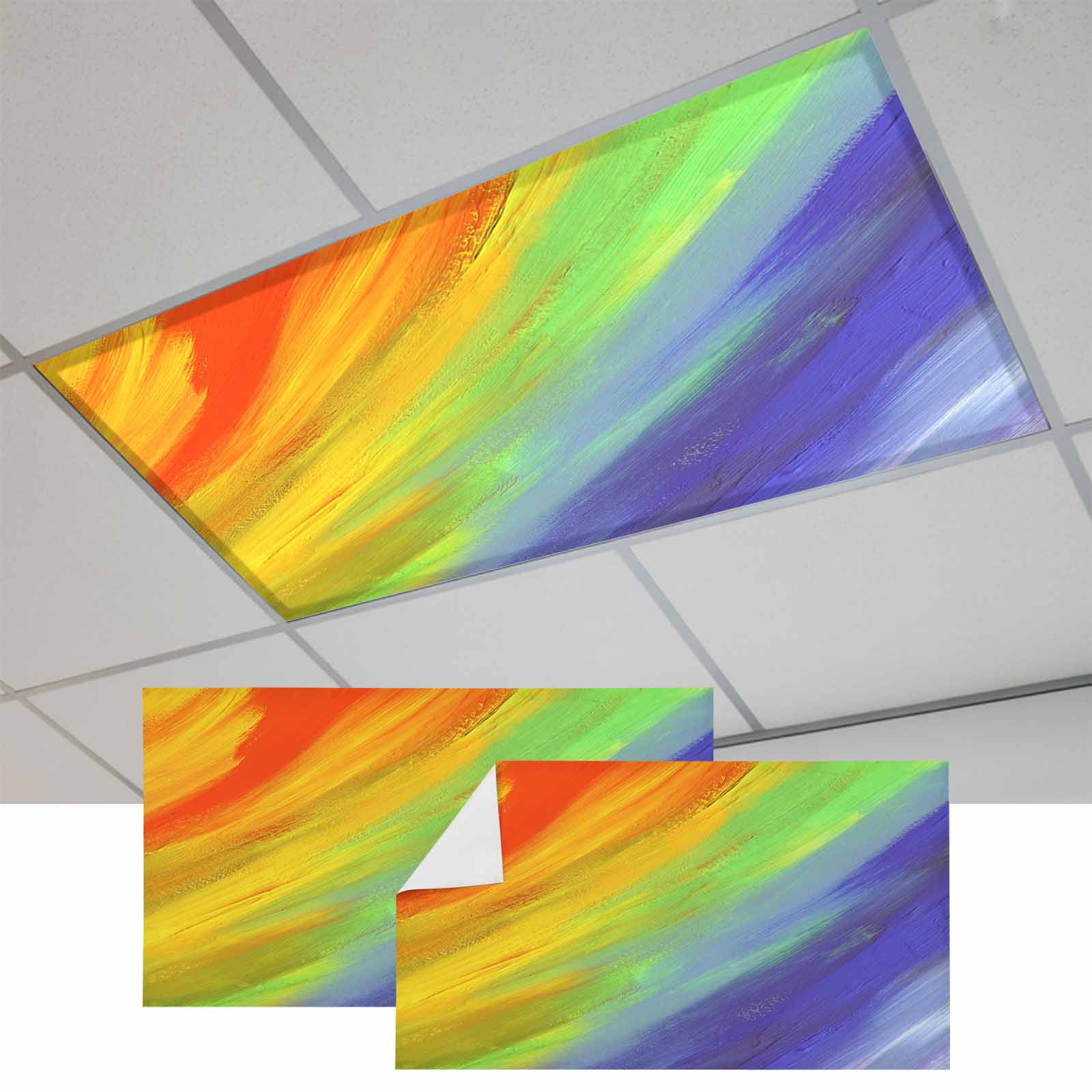 Abstract Ombre Colored Fluorescent Light Covers, Rainbow Watercolor ...