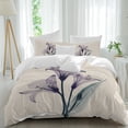 Abstract Ombre Comforter Set Twin Size, Purple Lily Beige Texture Soft ...