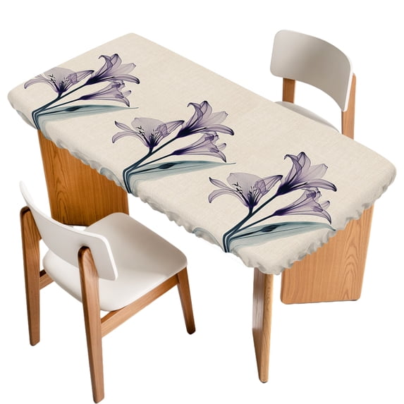 Abstract Ombre Fitted Rectangle Tablecloth 30" x 60" Purple Lily Beige ...
