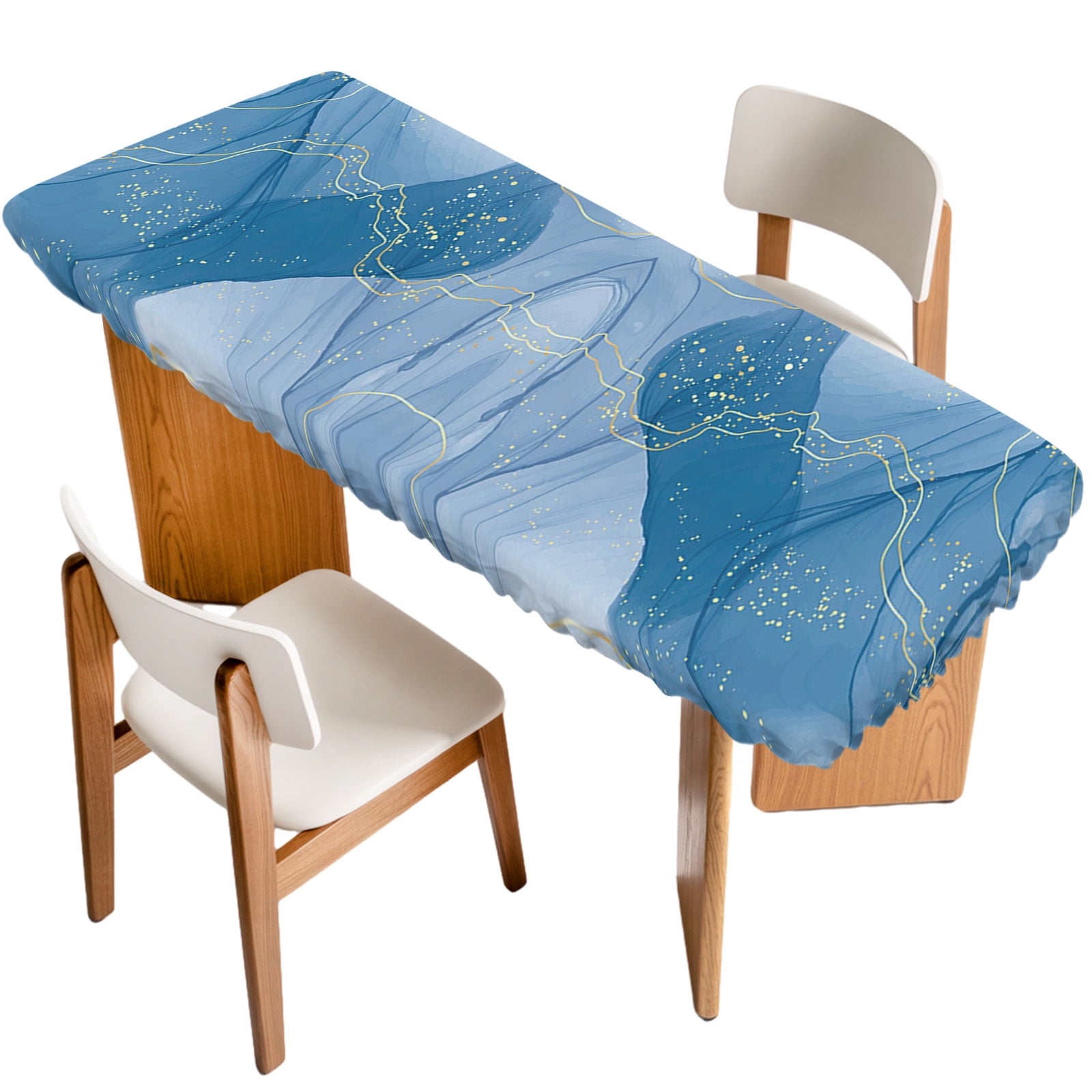 Abstract Ombre Fitted Rectangle Tablecloth 32" x 96" Light Blue Marble ...