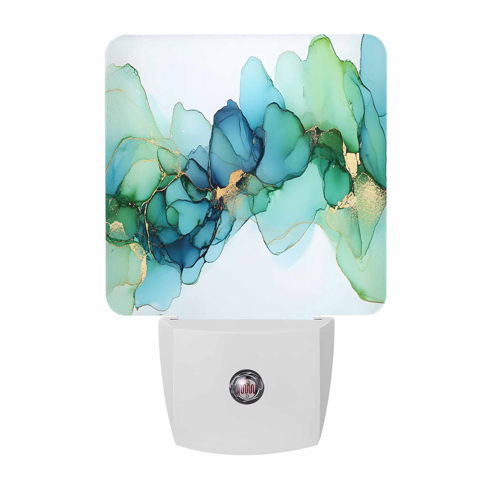Abstract Ombre Green Blue Marble Plug-in LED Night Lights Modern Art ...