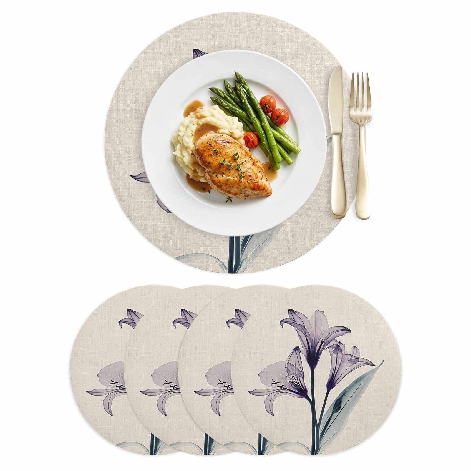Abstract Ombre Leather Placemats Set of 4, 15 Inch, Purple Lily Beige ...