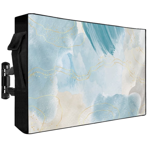 Abstract Ombre Outdoor TV Cover 70 to 75 inch Blue Marble Texture with ...