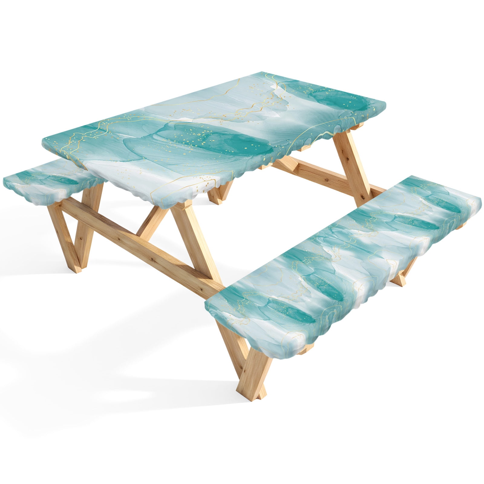 Abstract Ombre Picnic Table Cover with Bench Covers Green Marble ...