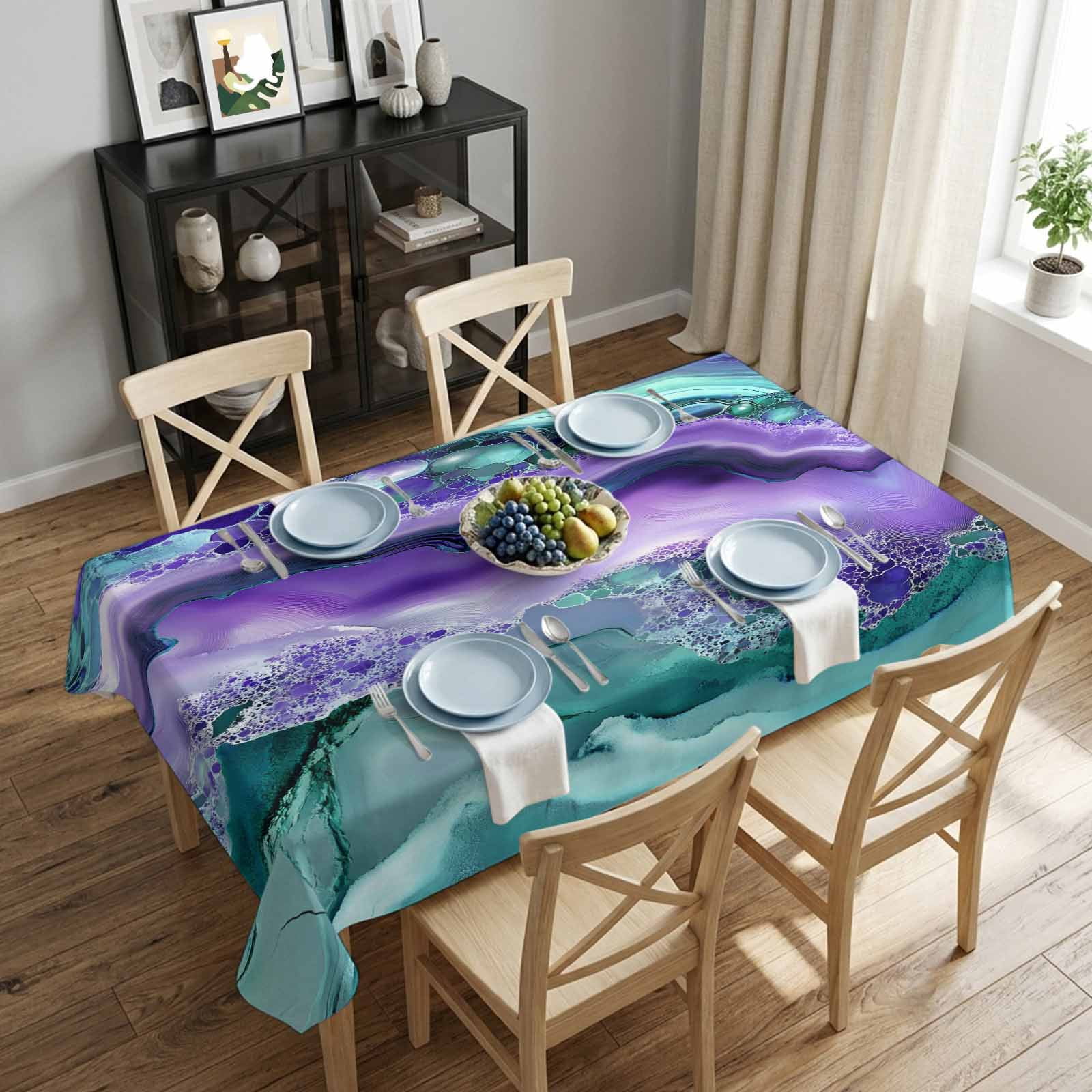 Abstract Ombre Purple Green Marble Rectangle Tablecloth 52x70 Inch ...
