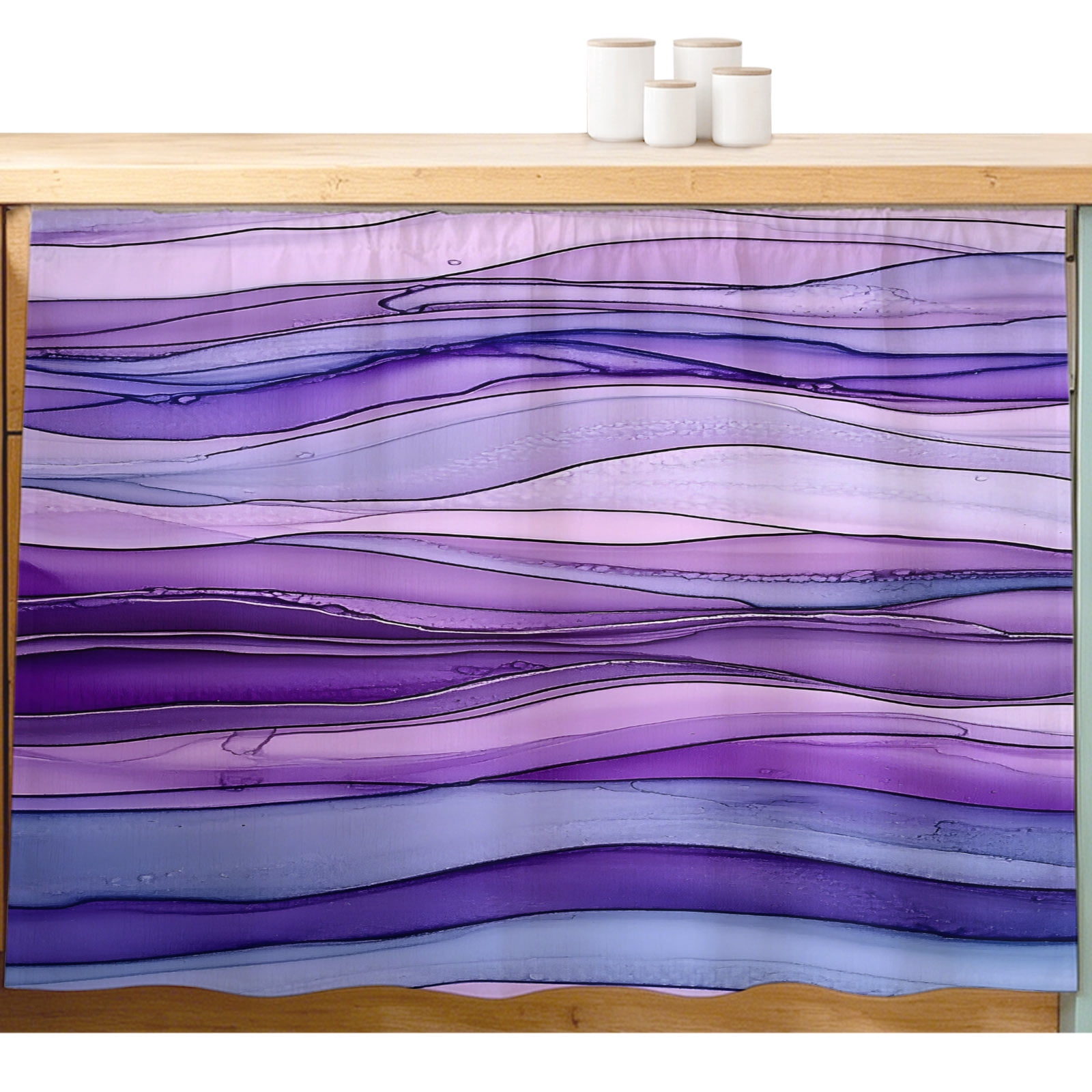 Abstract Ombre Purple Wave Cabinet Curtains Purple Strips Sink Skirt ...