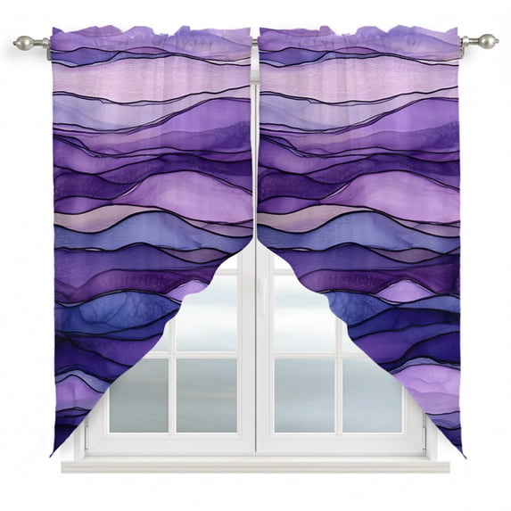 Abstract Ombre Purple Wave Swag Valances for Windows 36 inches Long ...
