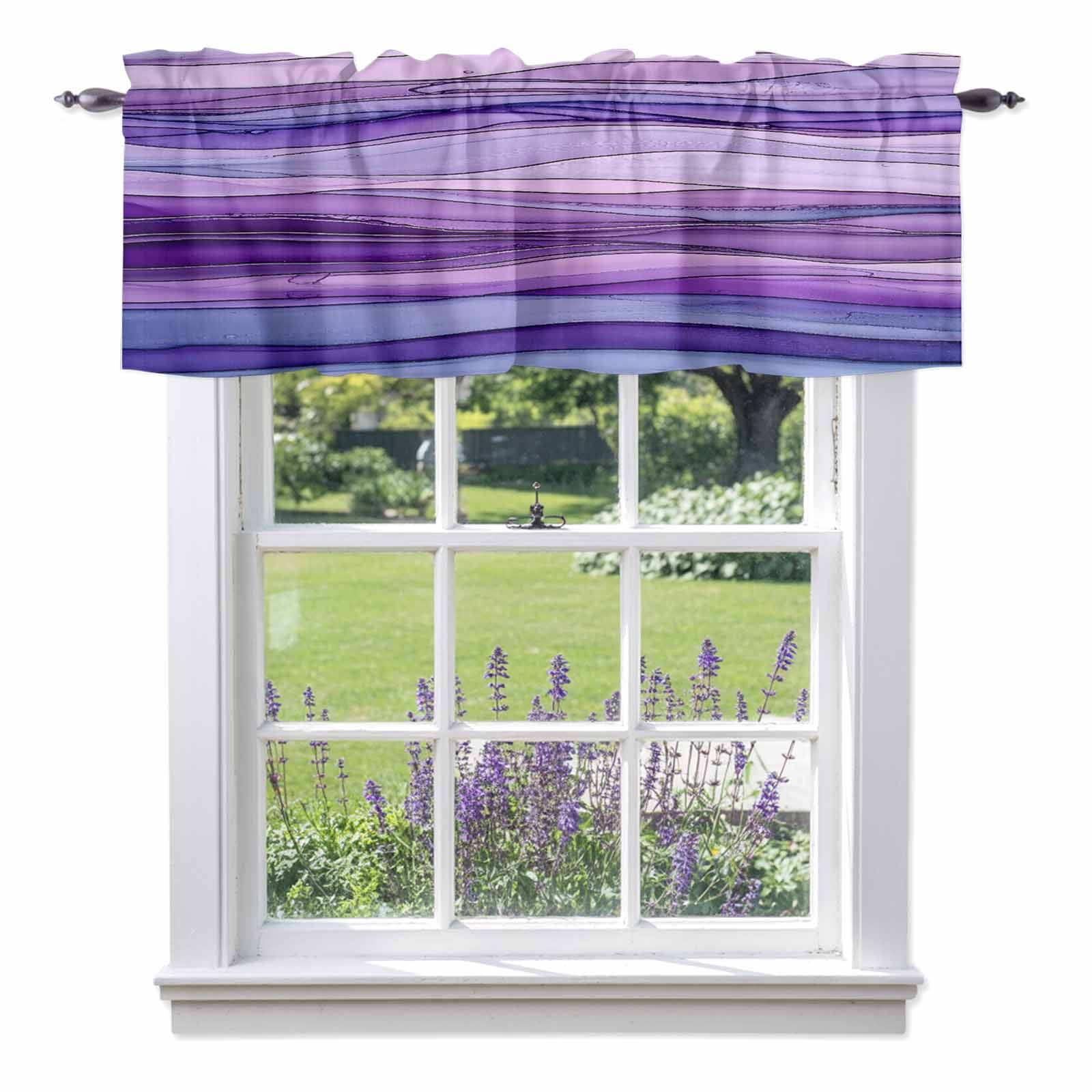 Abstract Ombre Purple Wave Valance Curtain Purple Strips Window ...