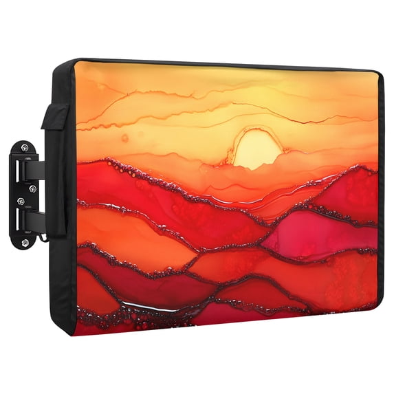 Abstract Ombre Red Wave Ocean Outdoor TV Cover 40 to 43 Inch Sky Modern ...