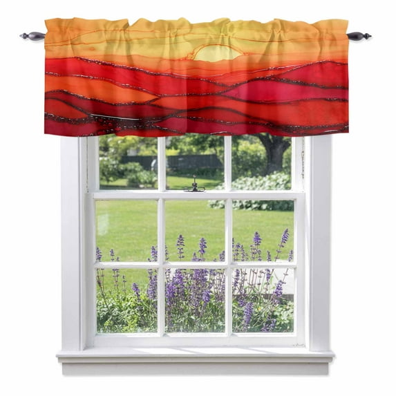 Abstract Ombre Red Wave Ocean Valances for Windows, Sky Modern Art ...