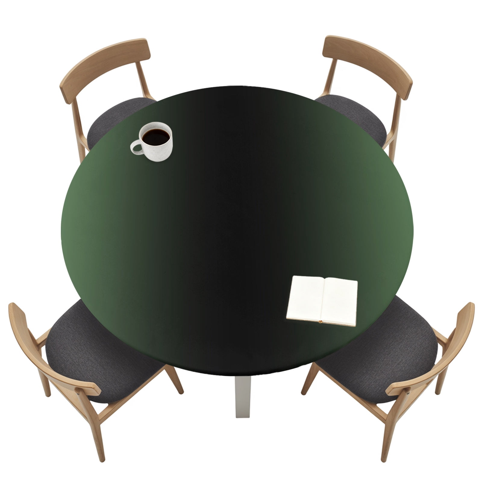 Abstract Ombre Round Fitted Tablecloth Sage Green and Black Gradient ...