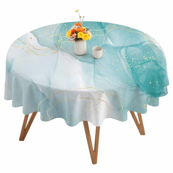 Abstract Ombre Round Tablecloth 60 inches Green Marble Texture with ...