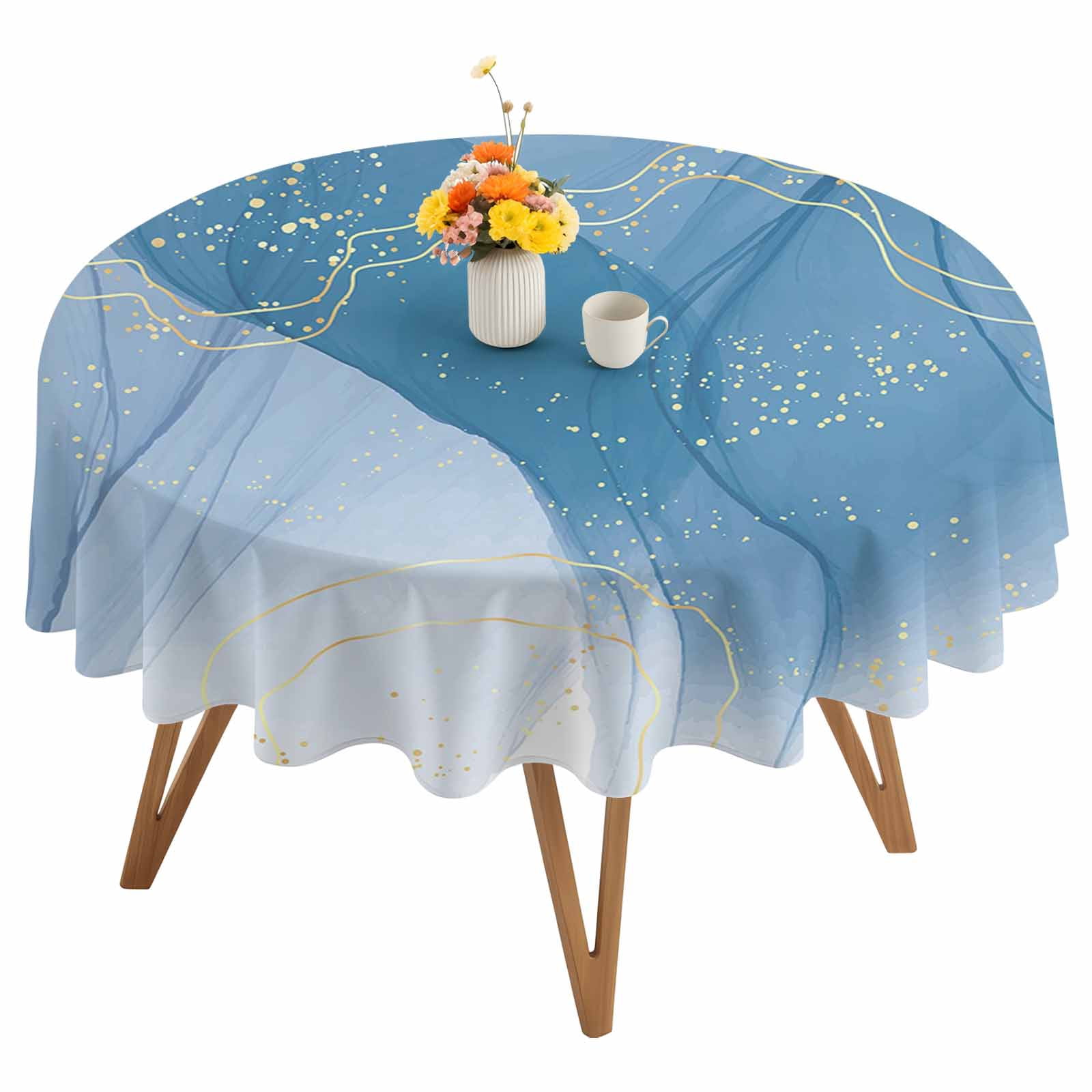 Abstract Ombre Round Tablecloth 60 inches Light Blue Marble Texture ...