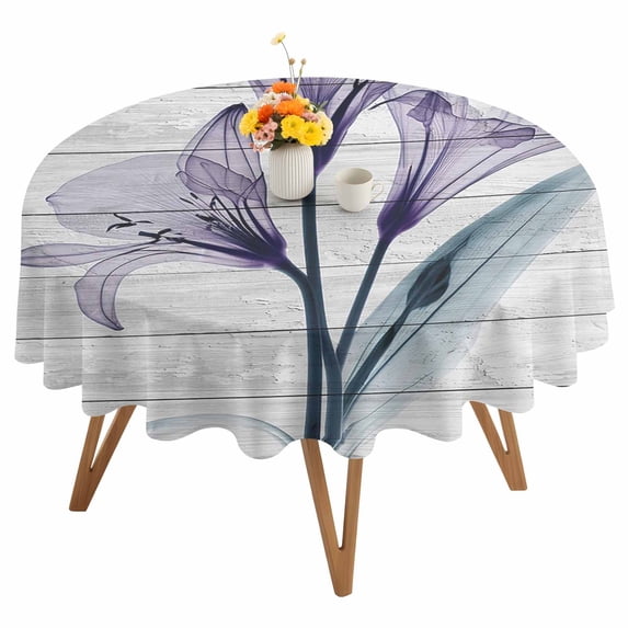 Abstract Ombre Round Tablecloth 60 inches Purple Lily Wood Grain ...