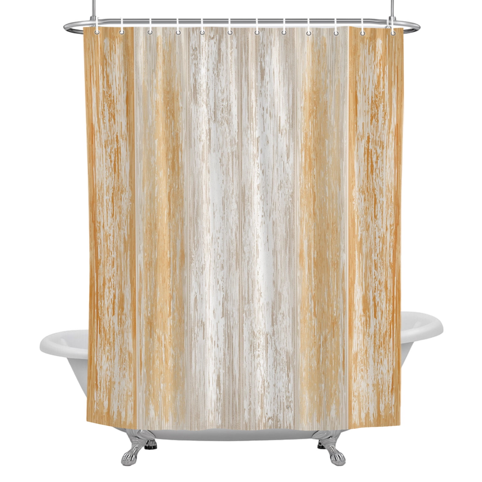 Abstract Ombre Shower Curtain, Boho Orange Gradient Wood Planks ...