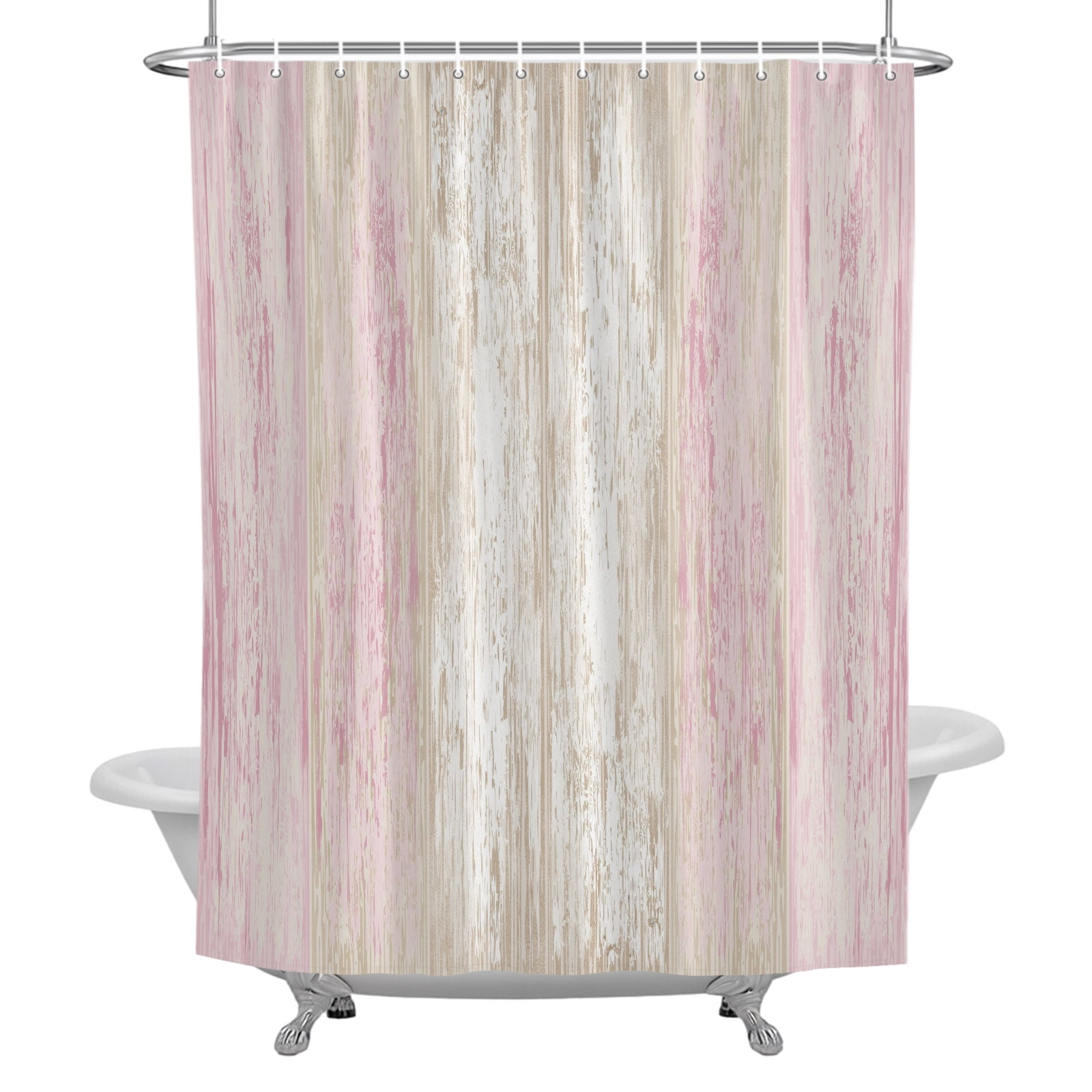 Abstract Ombre Shower Curtain, Boho Pink Gradient Wood Planks ...