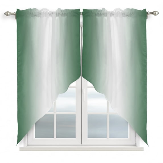 Abstract Ombre Swag Curtain Valance for Window 2 Panels Hunter Green ...