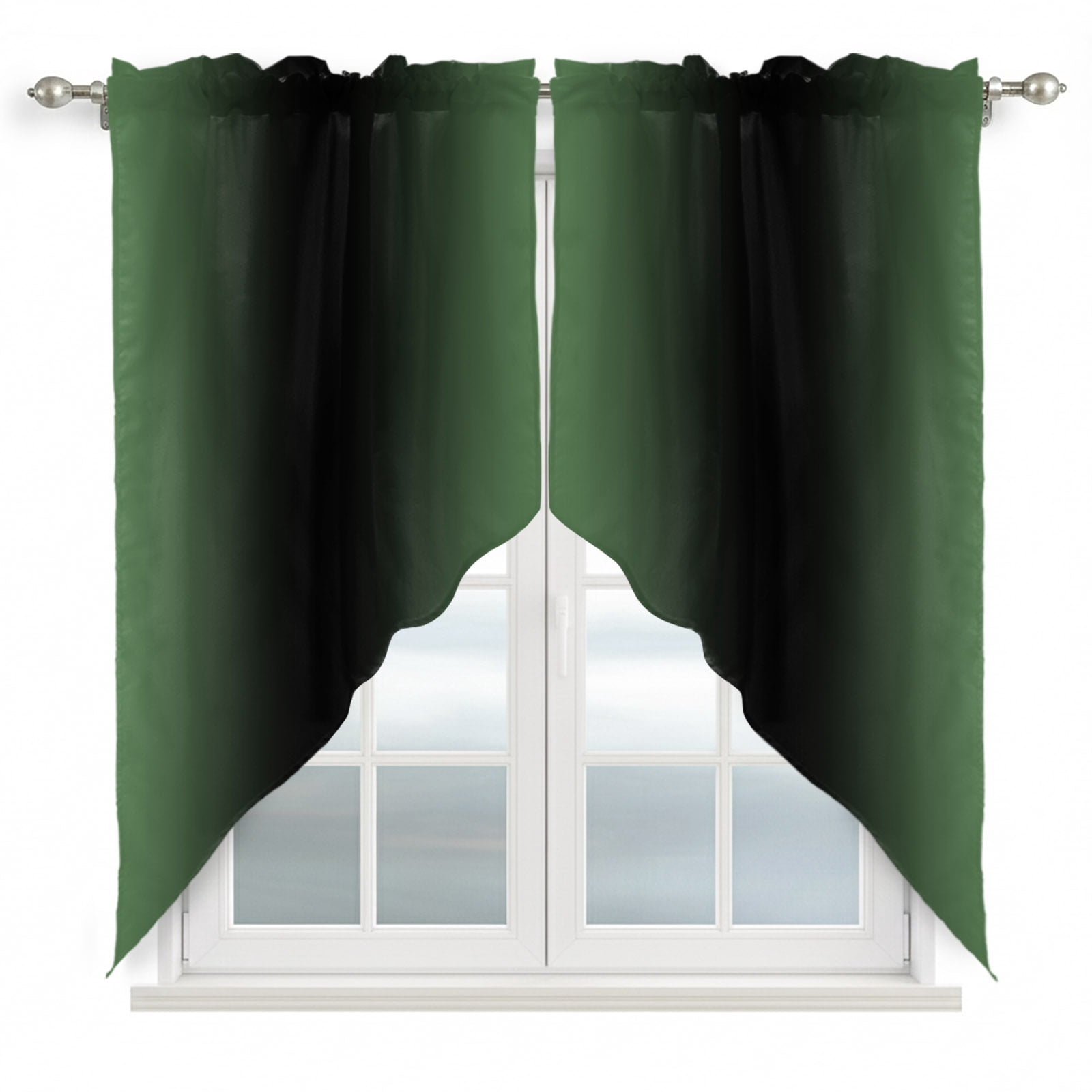 Abstract Ombre Swag Valances for Windows 36 inches Long, Sage Green and ...
