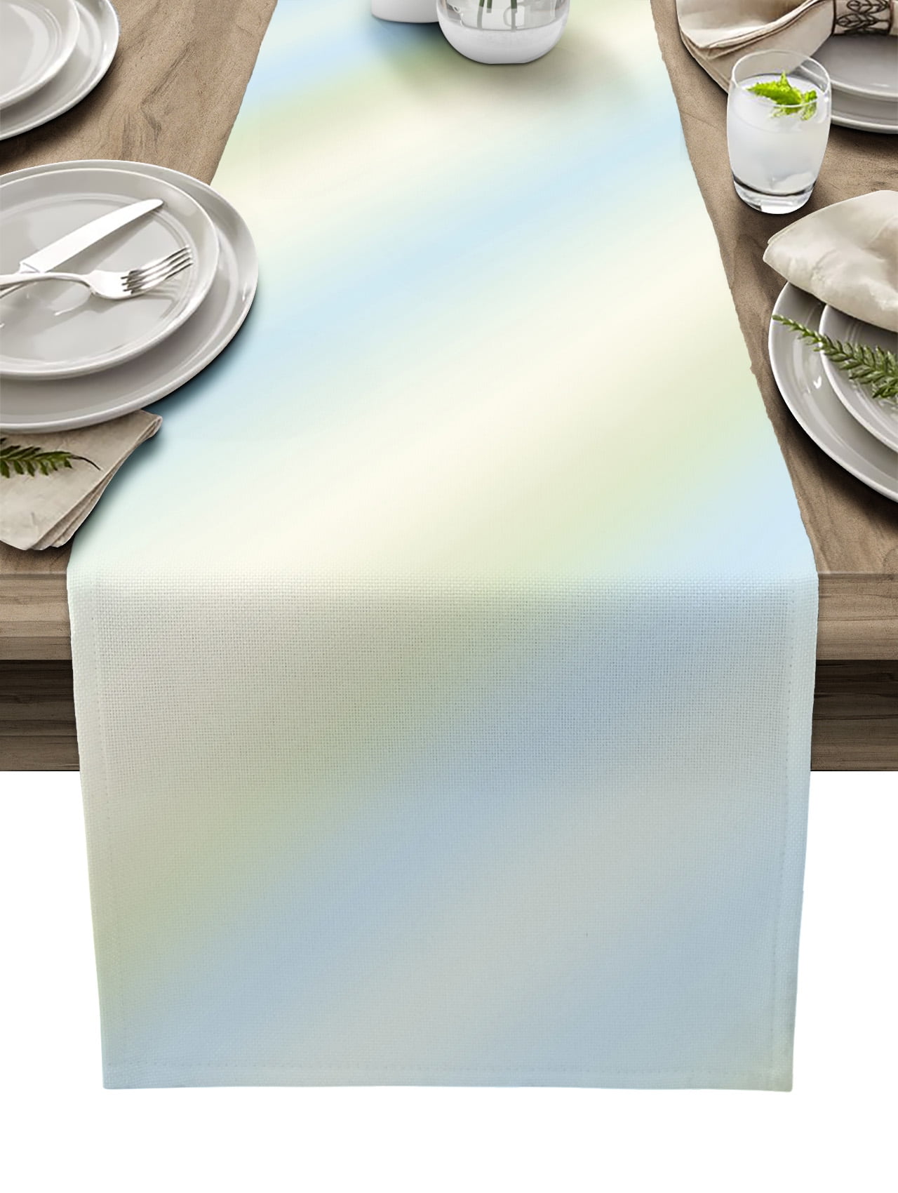 Abstract Ombre, Table Runner 48 Inches, Minimalistic Blue Stripes Bed ...