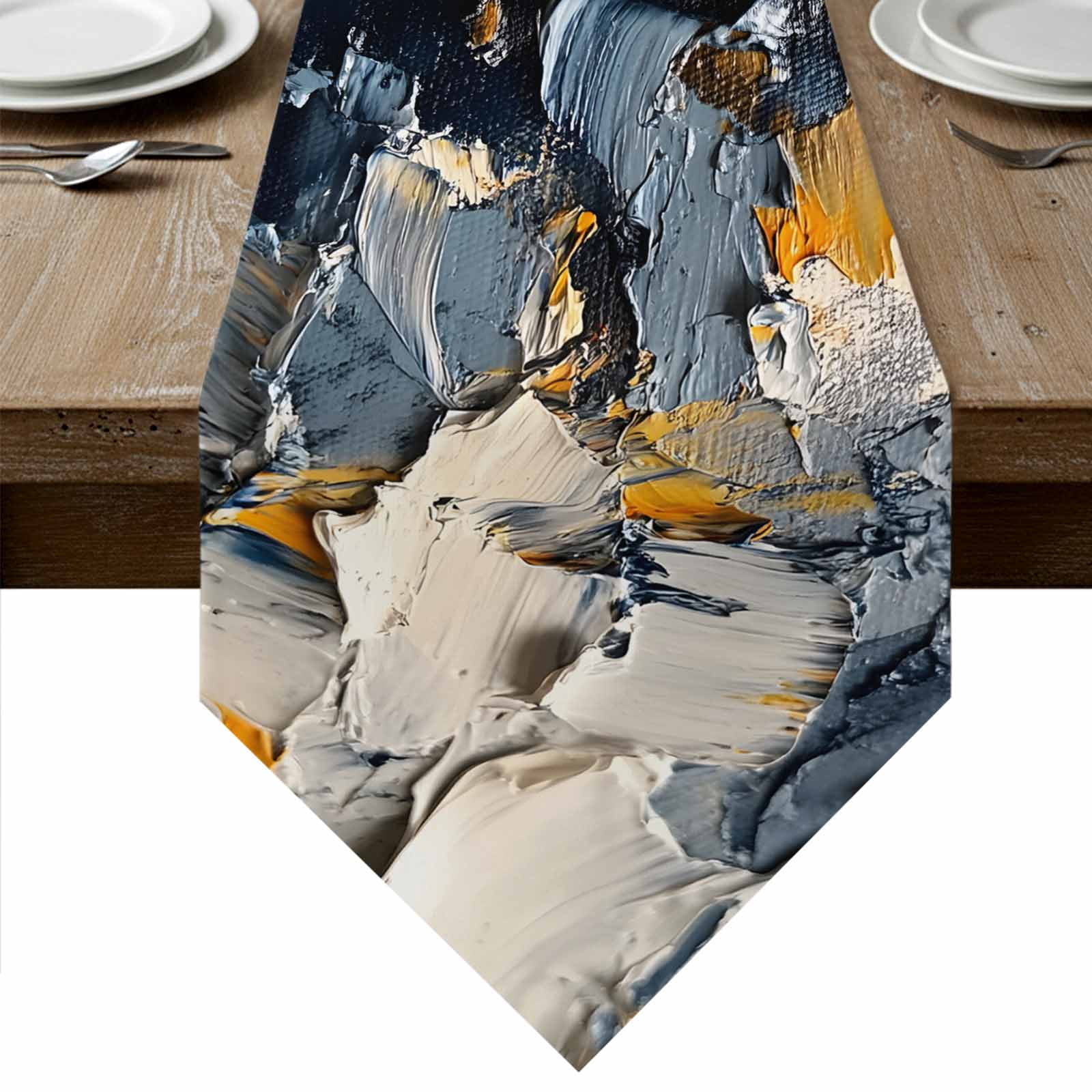 Abstract Ombre Table Runner Linen Burlap Table Runner 120 Inches Long ...