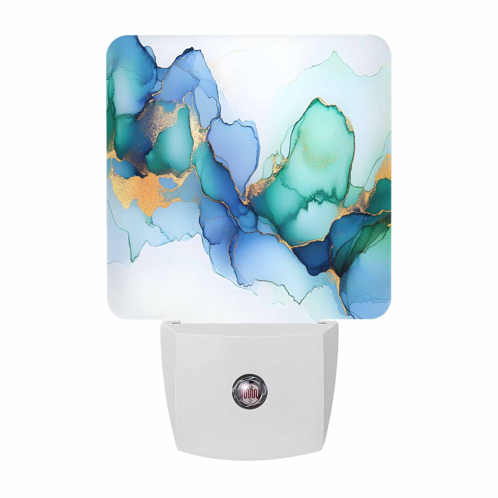 Abstract Ombre Teal Marble Plug-in LED Night Lights Modern Art Auto ...