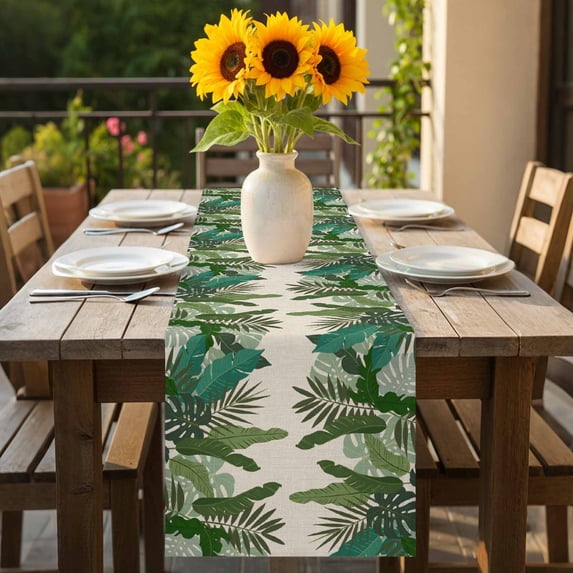 Abstract Ombre Tropical Leaves Table Runner 36 Inches Long,Kitchen ...
